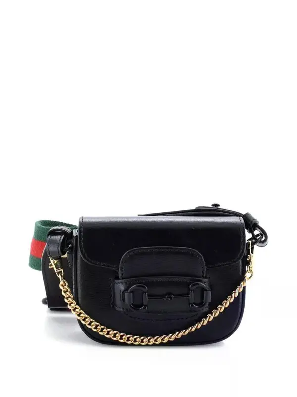 Gucci Horsebit 1955 Flap Wallet With Strap - Black