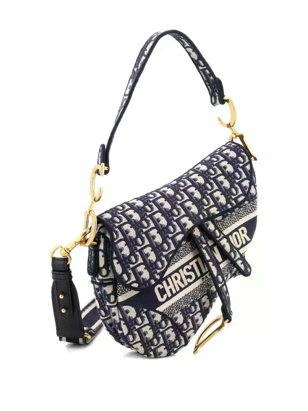 Dior Saddle Handbag With Strap Oblique Canvas - Blue