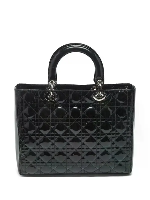 Dior Lady Top Handle Bag Patent Leather - Black