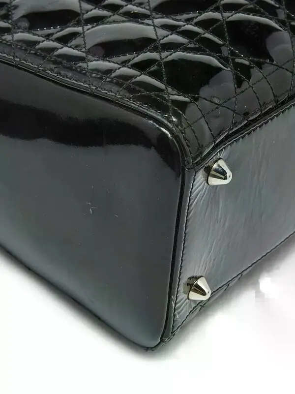 Dior Lady Top Handle Bag Patent Leather - Black