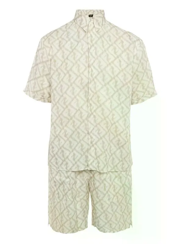 Fendi Geometric-print Linen Set - Neutrals