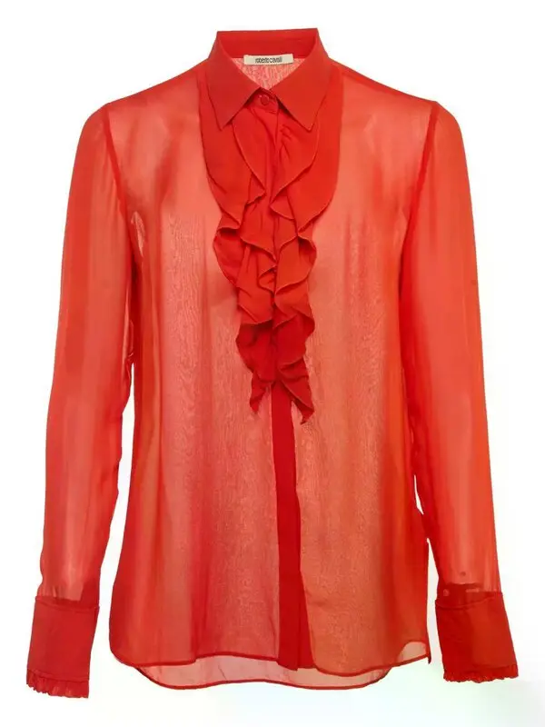 Roberto Cavalli Ruffled Long-sleeve Shirt