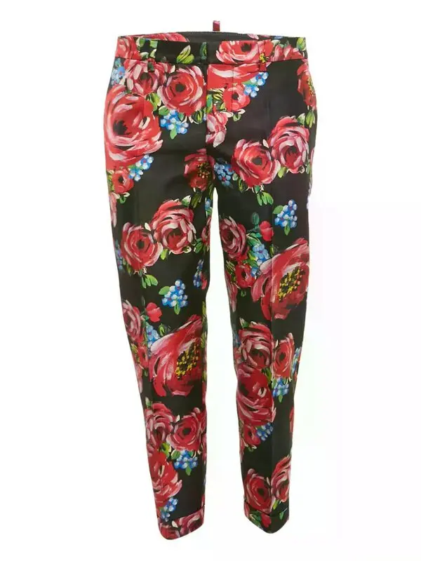 Dsquared2 Floral-print Silk Trousers