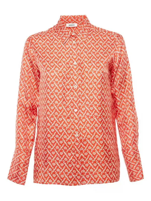 Sandro Floral-print Silk Shirt - Red