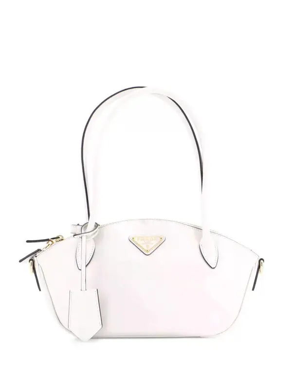 Prada Triangle City Calf Small Shoulder Bag - White