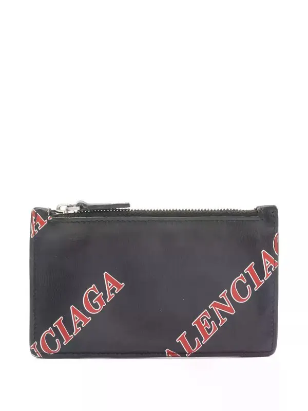 Balenciaga 2000s Logo-lettering Zipped Card Case - Black