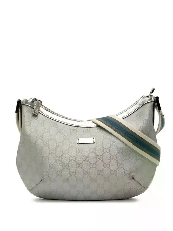 Gucci Gg Imprime Web Crossbody Bag - Silver