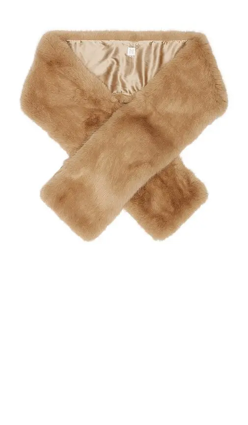HELSA Faux Fox Scarf In Tan
