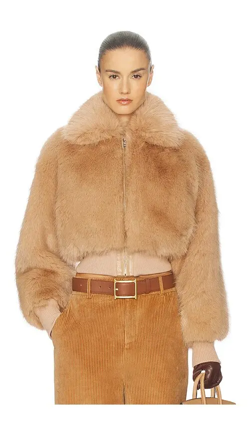 HELSA Faux Fox Bomber Jacket