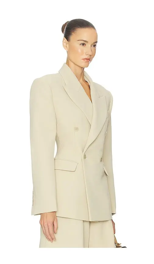 HELSA Double Breasted Curve Jacket In Very Heavy Crepe