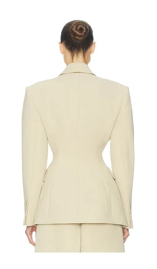 HELSA Double Breasted Curve Jacket In Very Heavy Crepe