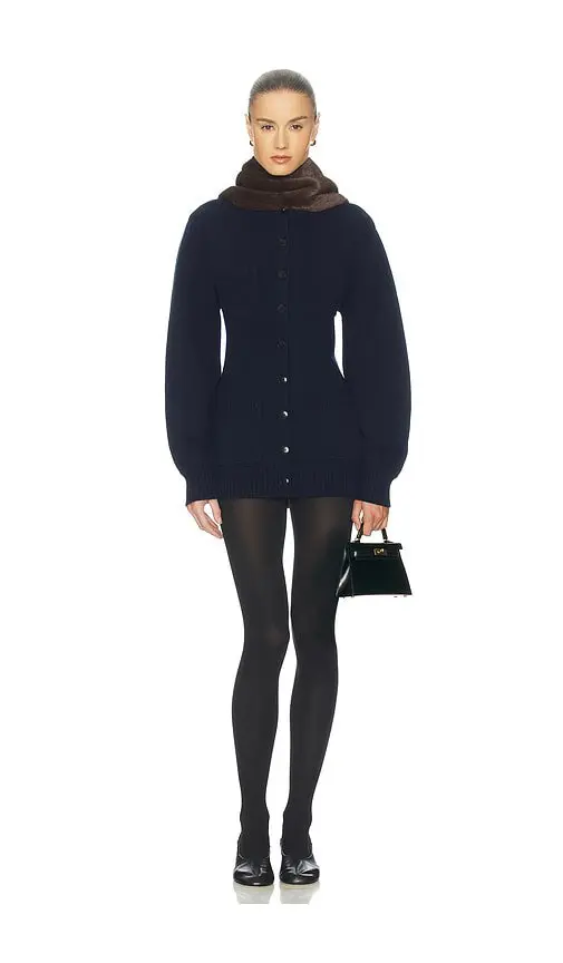 HELSA Devika Wool Cashmere Cardigan - Navy