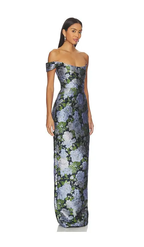 SAU LEE Jackson Jacquard Gown - Blue Multi