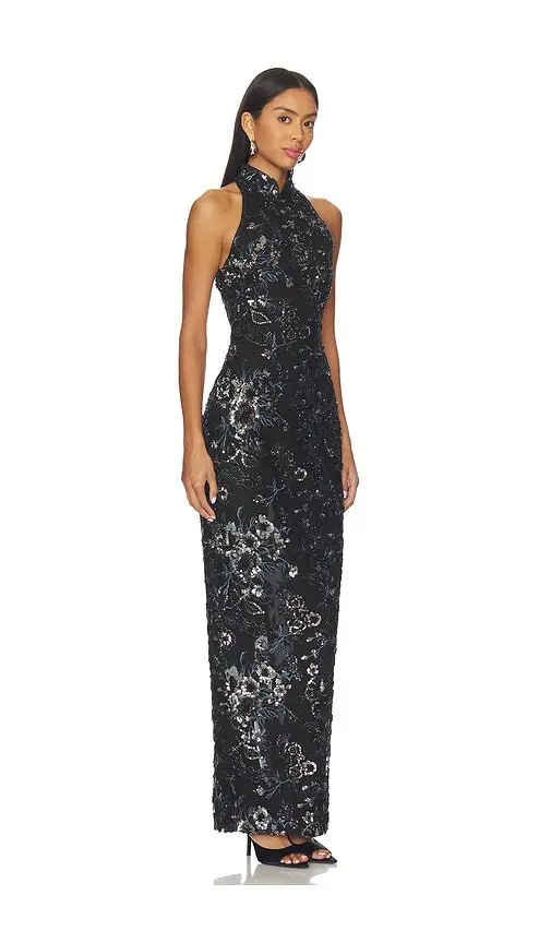 SAU LEE Sequin Embellished Maxi Dress - Black