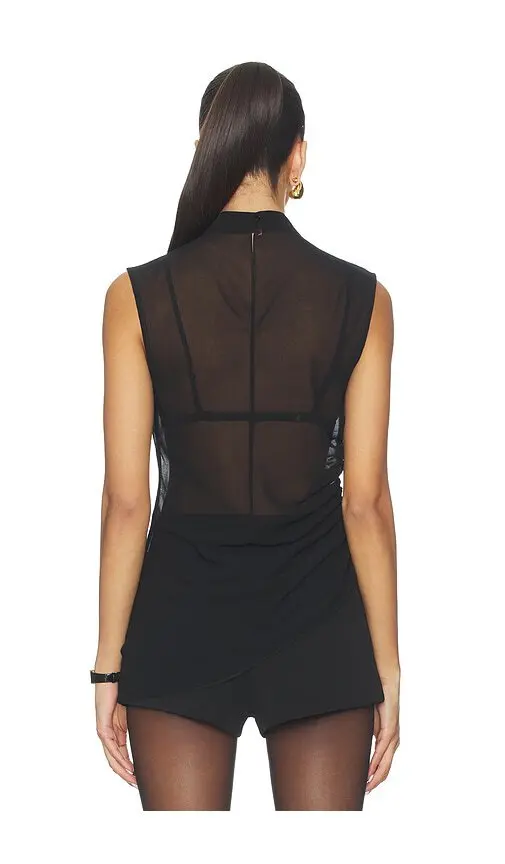 Lapointe Mock Neck Ruched Top