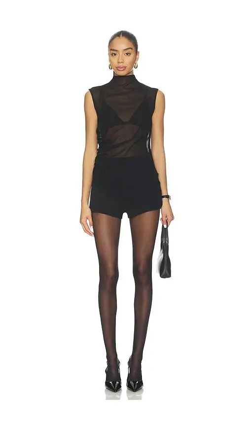 Lapointe Mock Neck Ruched Top