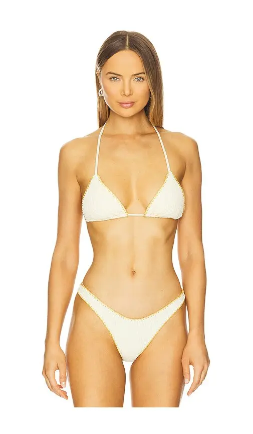 Luli Fama Luxe Stitch Seamless Triangle Bikini Top - Ivory