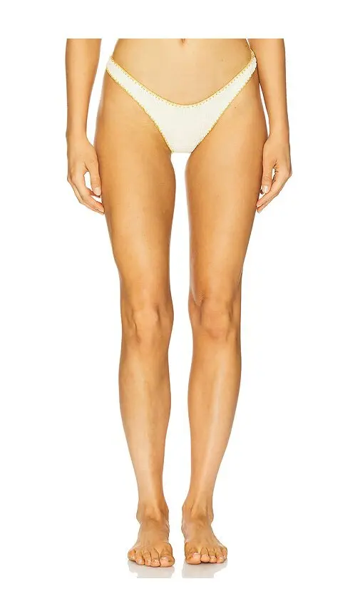 Luli Fama Luxe Stitch Brazilian Bikini Bottom - Ivory