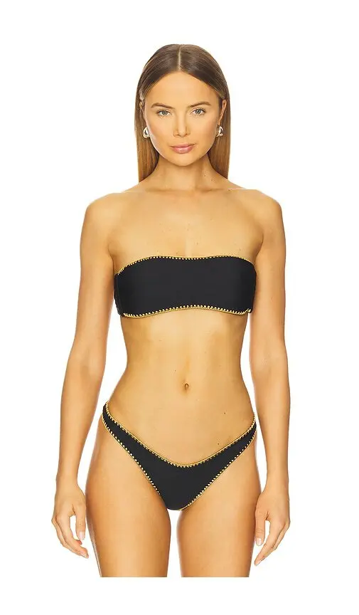 Luli Fama Free Form Bandeau Bikini Top - Black