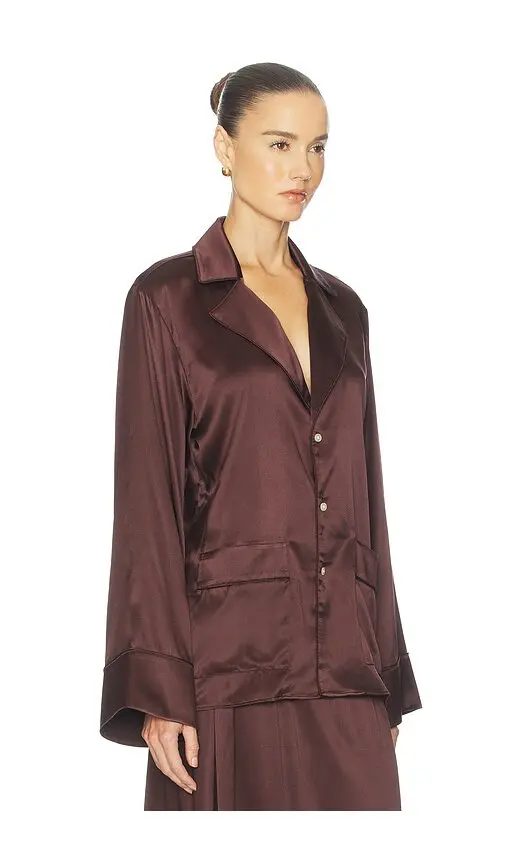HELSA Silk Charmeuse Pajama Shirt