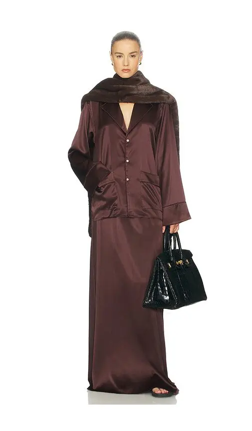 HELSA Silk Charmeuse Pajama Shirt