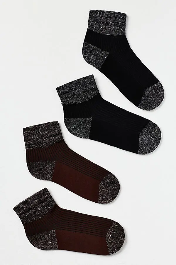 Anthropologie Mixed Tinsel Trouser Socks - Brown/black