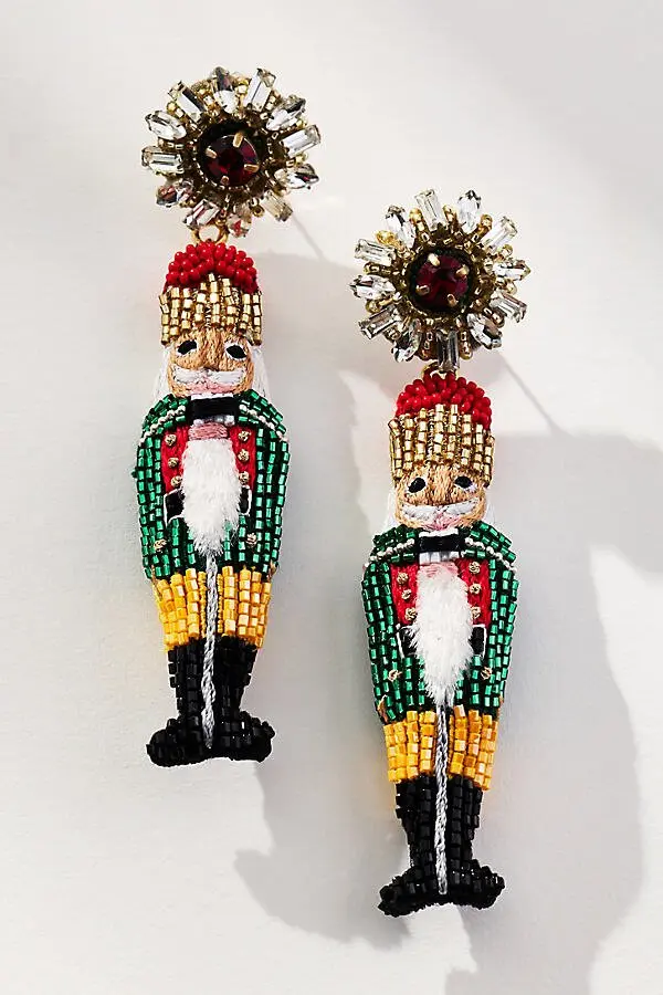 Mignonne Gavigan Nutcracker Drop Earrings - Green Pattern