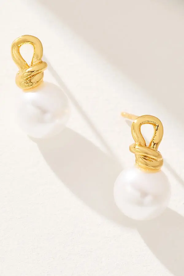 Anthropologie Knotted Stud Earrings - Pearl