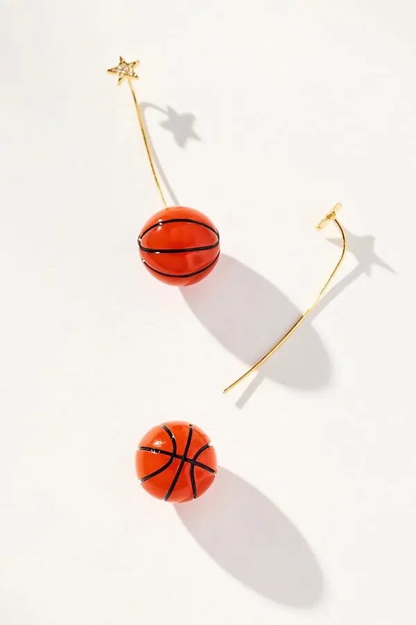 Anthropologie Sport Icon Threader Earrings - Basketball