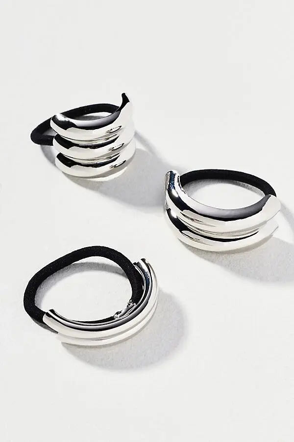 Anthropologie Double-bar Cuff Hair Tie Set - Silver