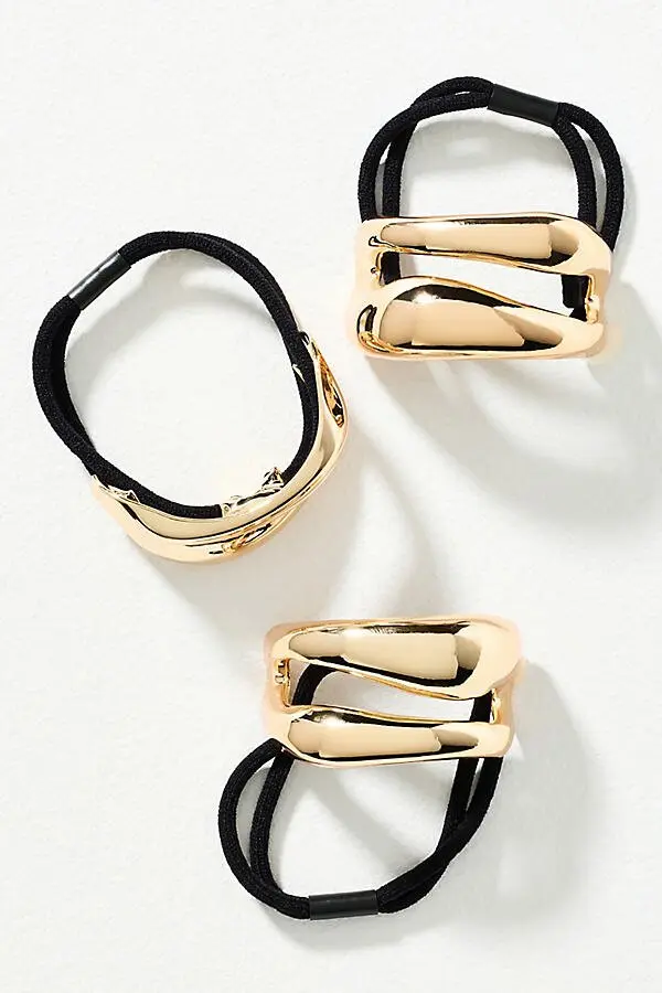 Anthropologie Hair Tie Cuffs Set Of 3 - Gold