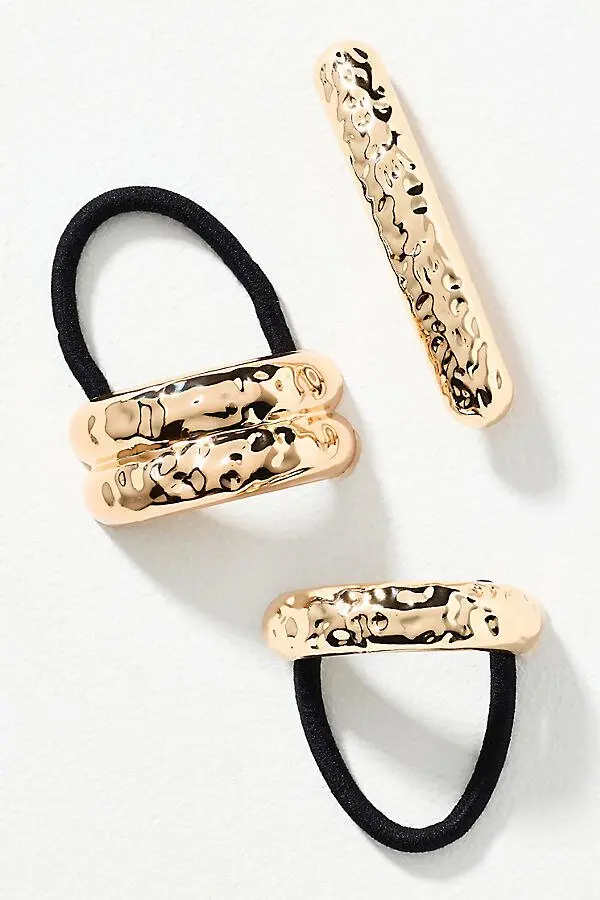 Anthropologie Molten Cuff Hair Ties Set - Gold