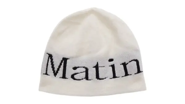 MATIN KIM Logo Jacquard Short Beanie - White
