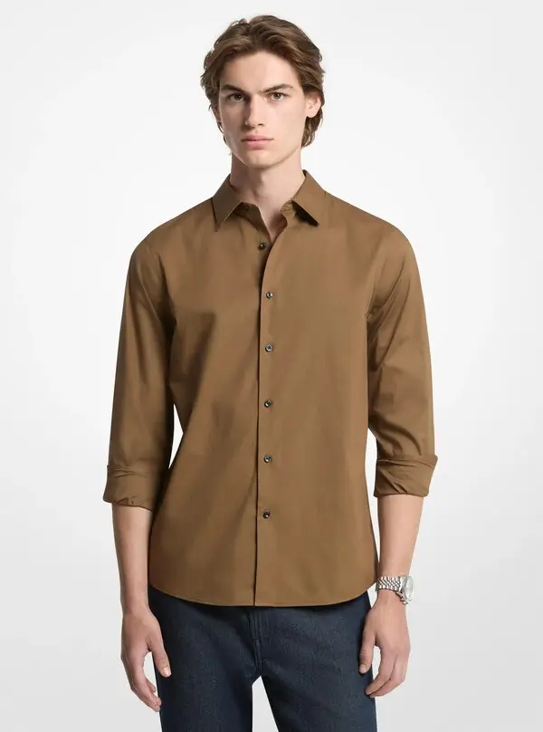 Michael Kors Classic-fit Cotton Blend Dobby Shirt In Size By