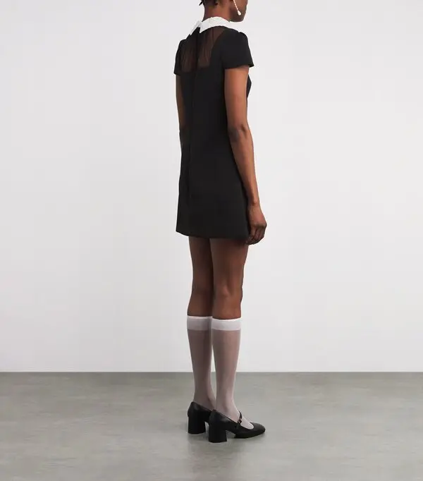 Self-Portrait Crepe Mini Dress With Bow Collar In Black | Editorialist