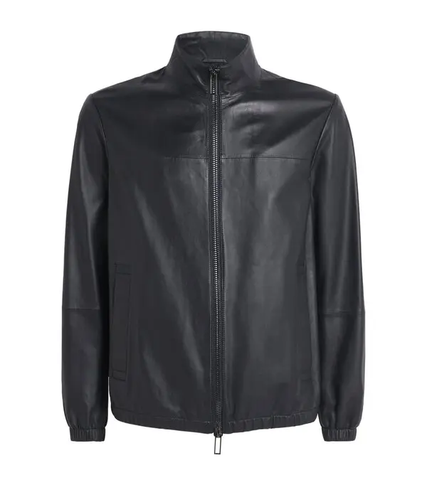 Emporio Armani Leather Funnel-neck Jacket