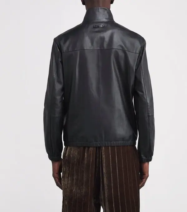 Emporio Armani Leather Funnel-neck Jacket