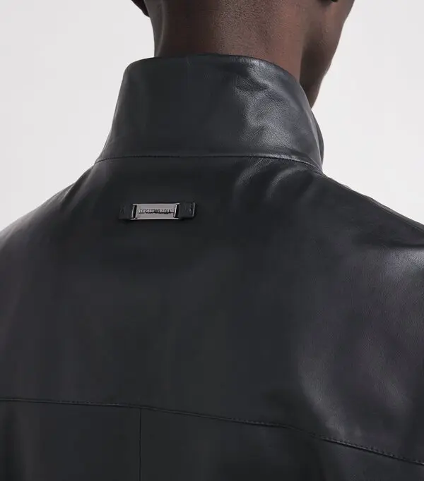 Emporio Armani Leather Funnel-neck Jacket