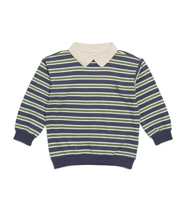 KONGES SLOJD Organic Cotton Stripe Polo Sweater - Blue