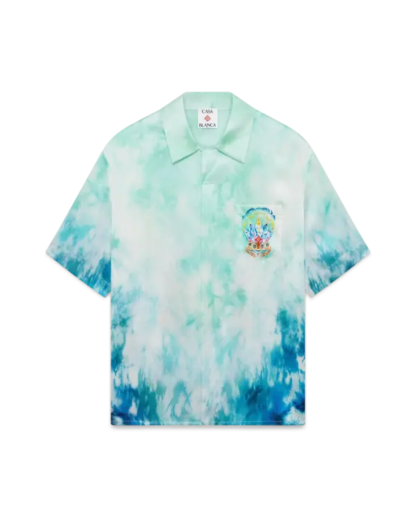 Casablanca Surf Lotus Short Sleeve Silk Shirt - Multicolor