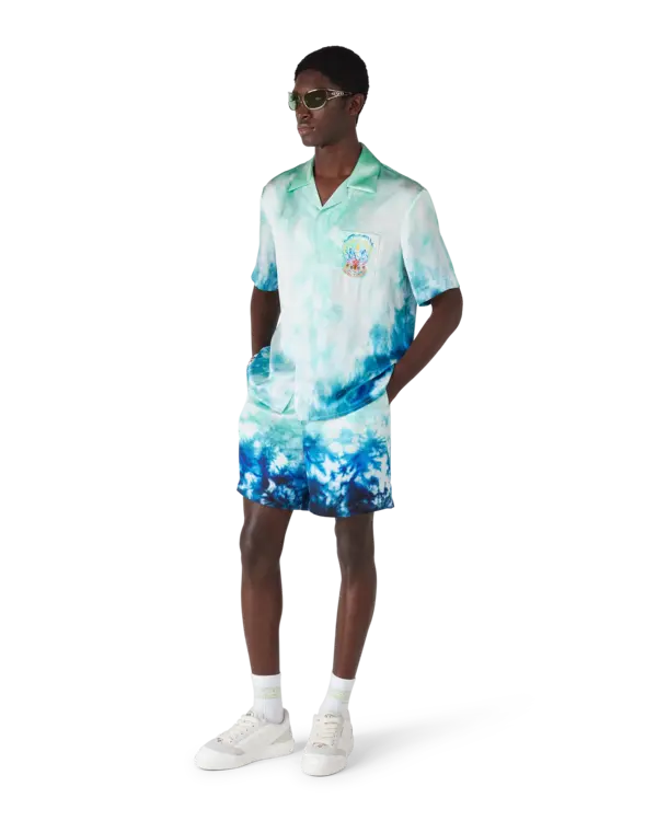Casablanca Surf Lotus Short Sleeve Silk Shirt - Multicolor