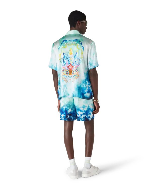Casablanca Surf Lotus Short Sleeve Silk Shirt - Multicolor
