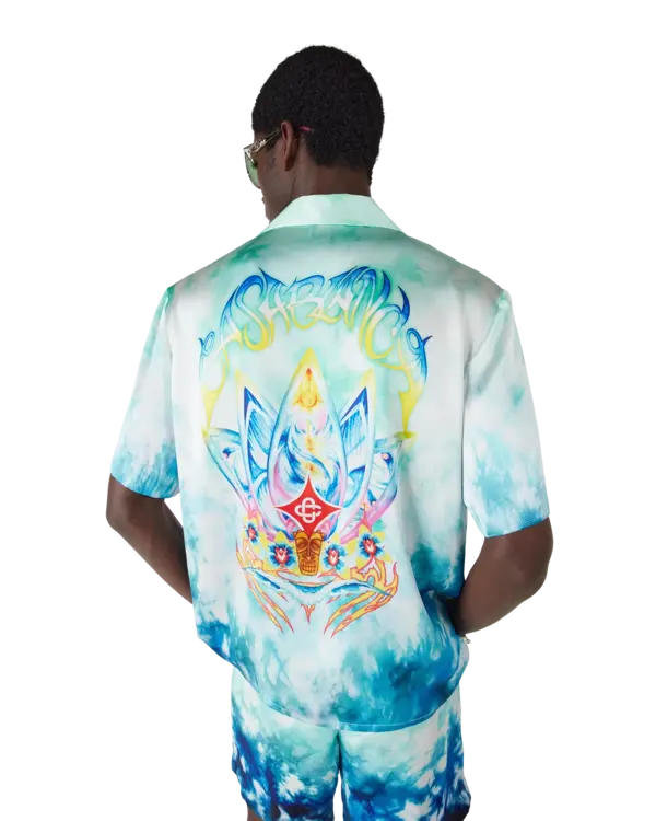 Casablanca Surf Lotus Short Sleeve Silk Shirt - Multicolor