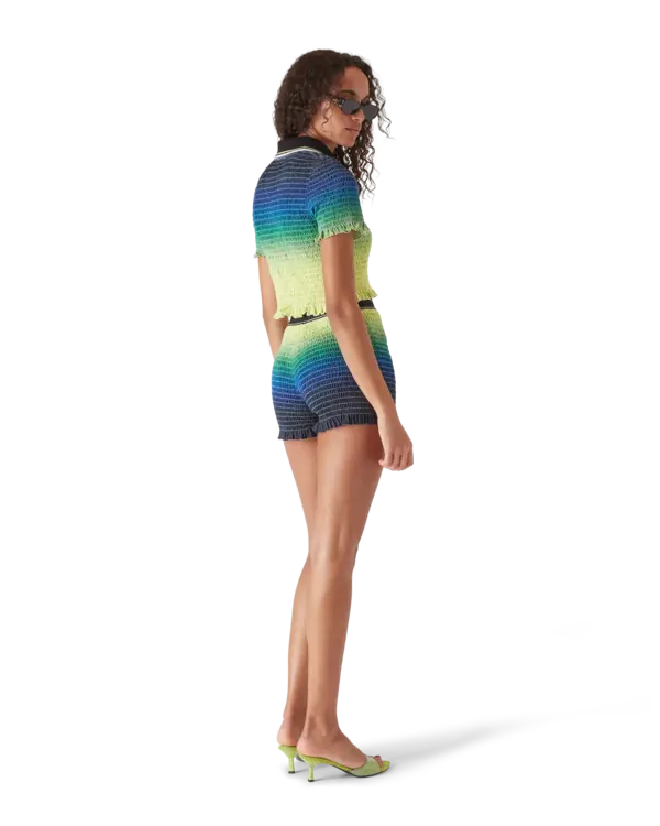 Casablanca Gradient Shirred Polo Top - Multicolor