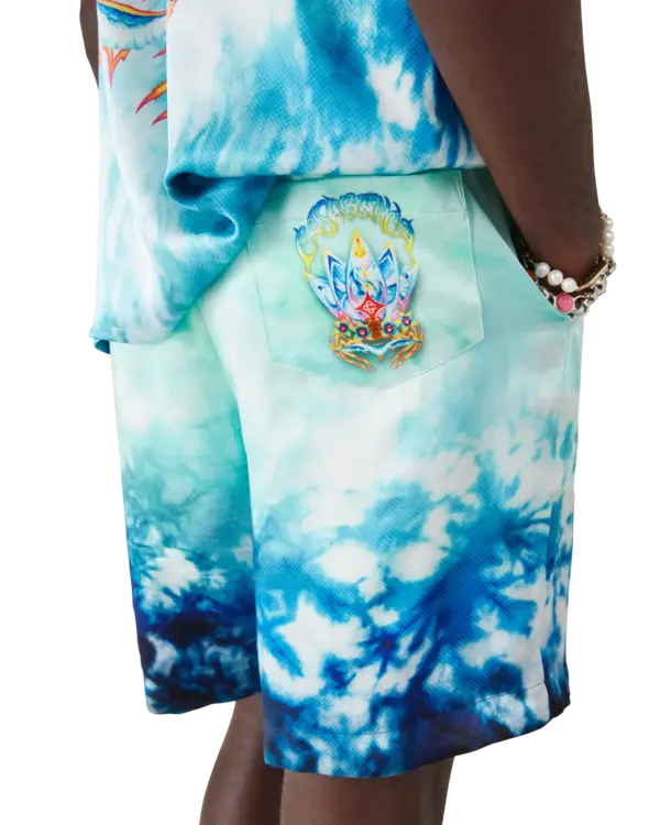 Casablanca Surf Lotus Silk Shorts - Multicolor