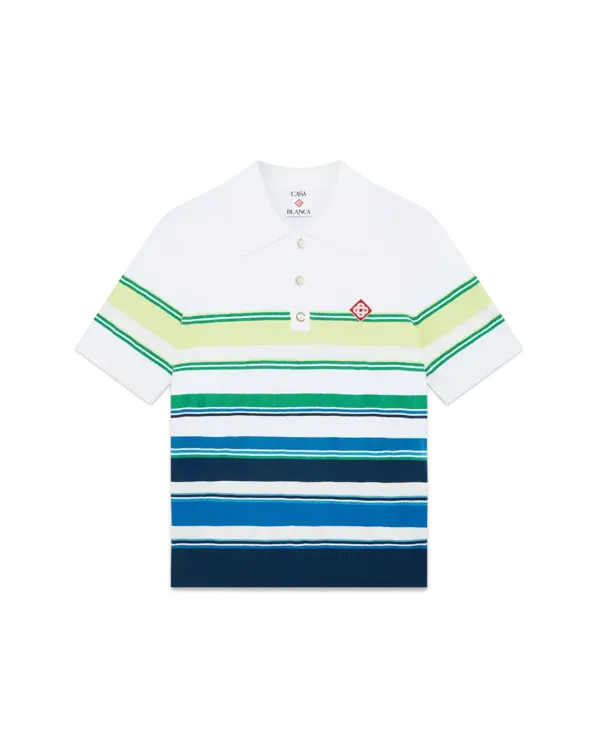 Casablanca Gradient Stripe Short Sleeve Polo Shirt