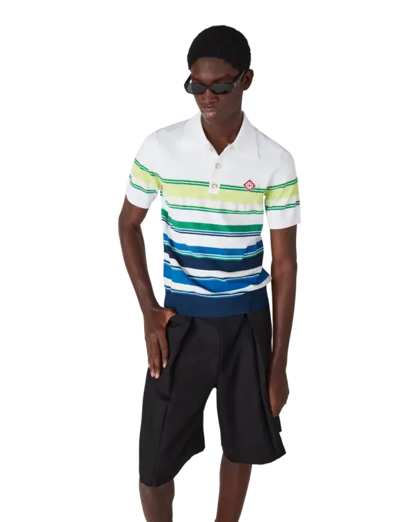 Casablanca Gradient Stripe Short Sleeve Polo Shirt