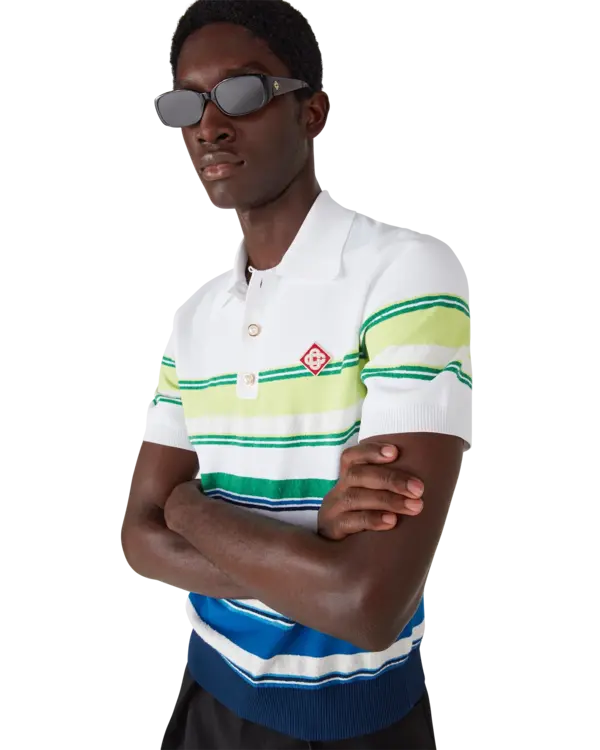 Casablanca Gradient Stripe Short Sleeve Polo Shirt