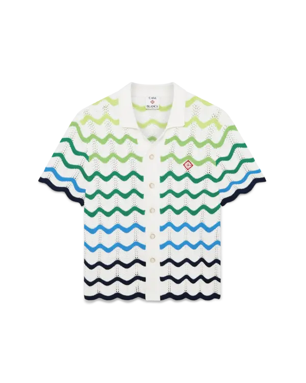 Casablanca Wave Short Sleeve Knitted Shirt - Multicolor