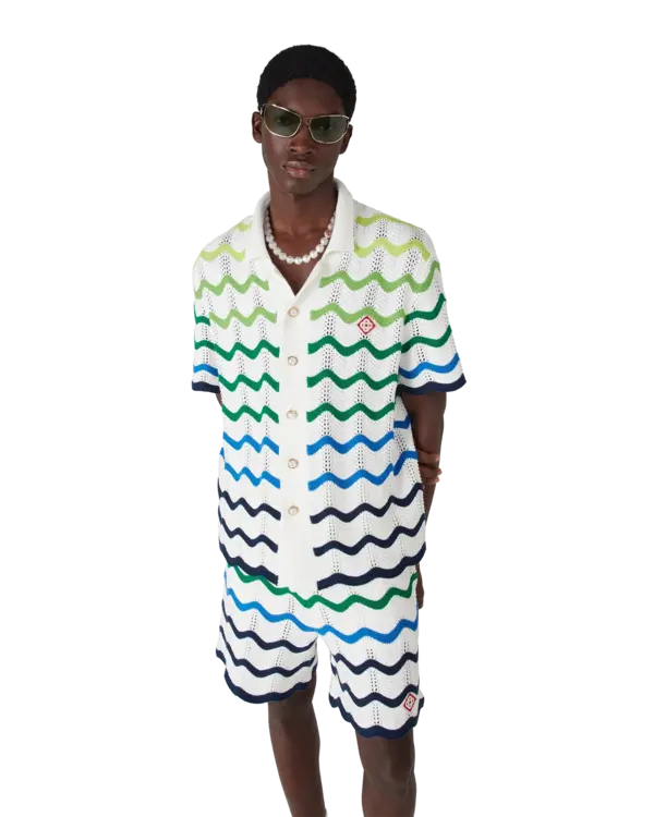 Casablanca Wave Short Sleeve Knitted Shirt - Multicolor